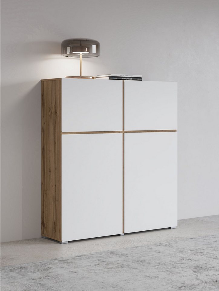 Inosign Highboard Cross Moderne Grifflose Hochkommode Mit 4 Türen